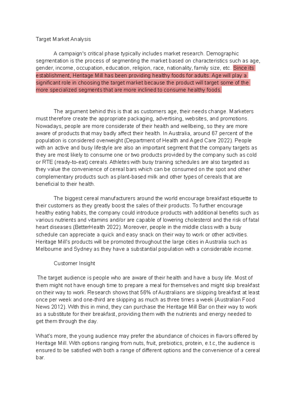 ADV10001 - Cong - assignment - Target Market Analysis A campaign's ...