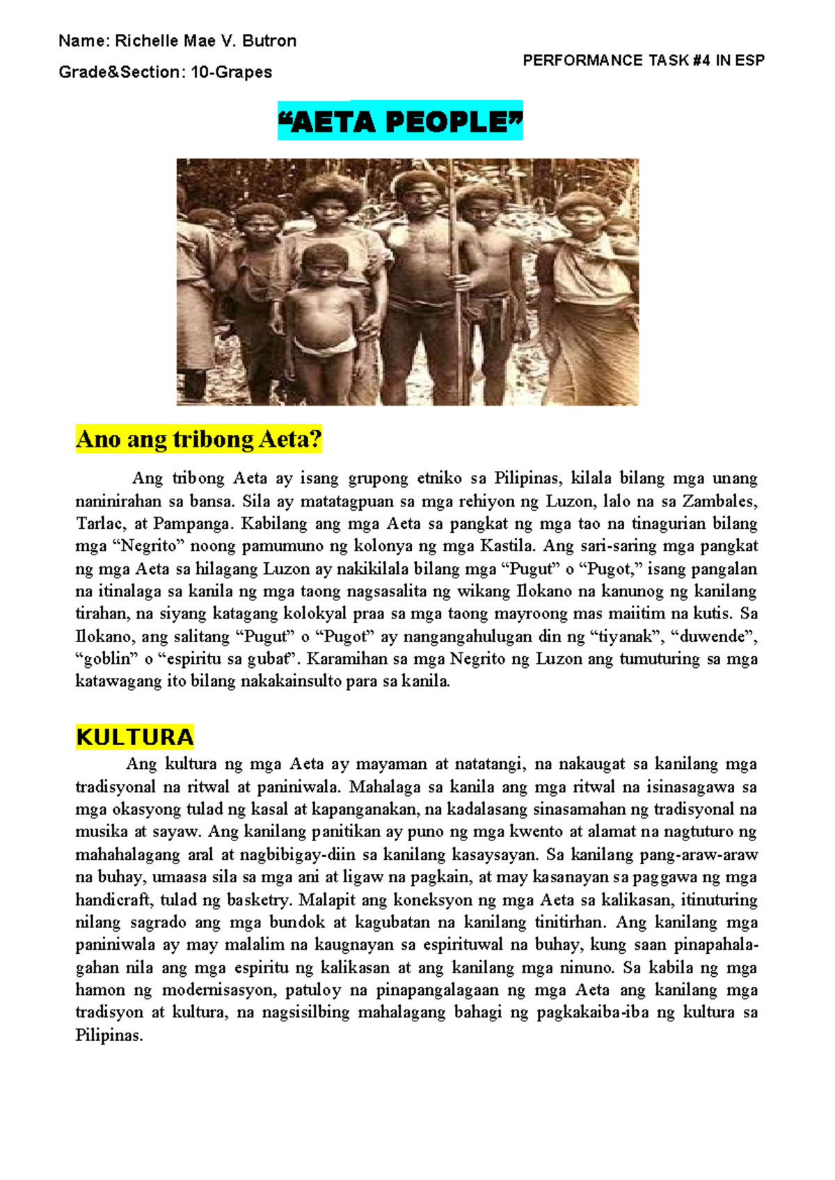 AETA People: Kultura at Tradisyon ng mga Aeta sa Pilipinas - ESP 10 ...