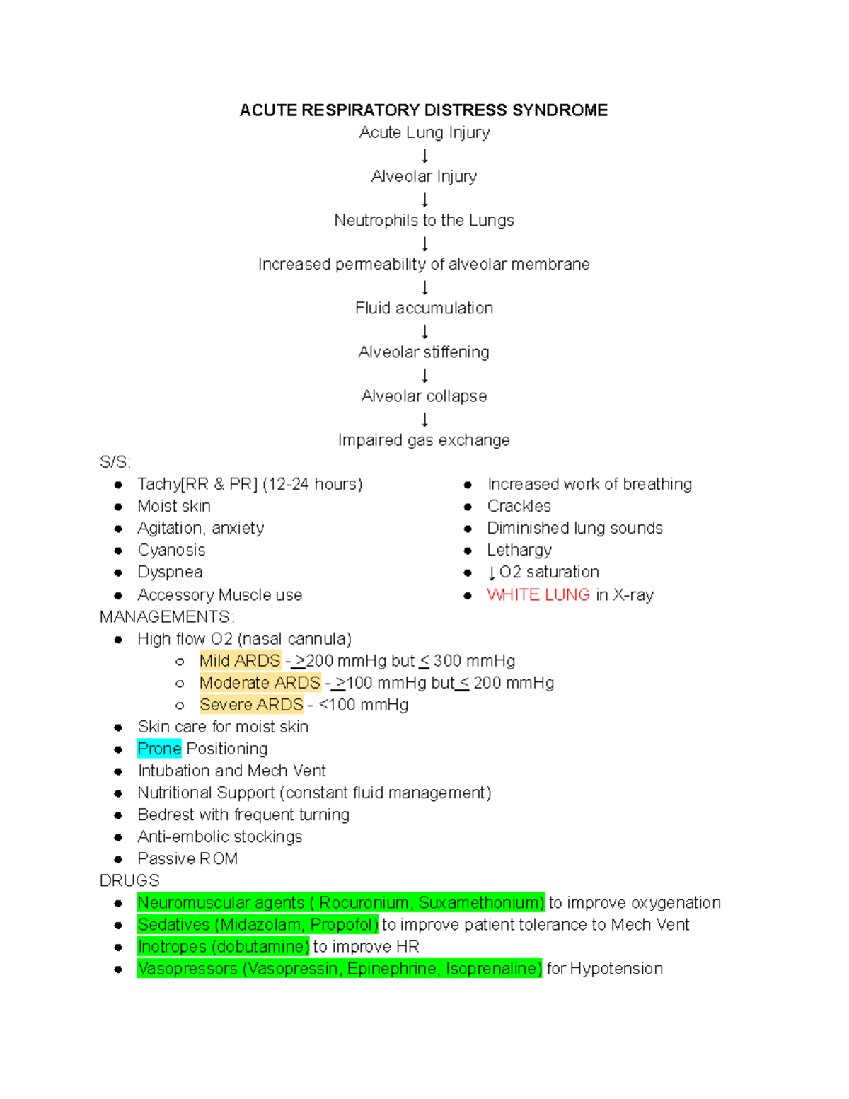 Competency Appraisal NCM 118: Acute Respiratory Distress & Management ...