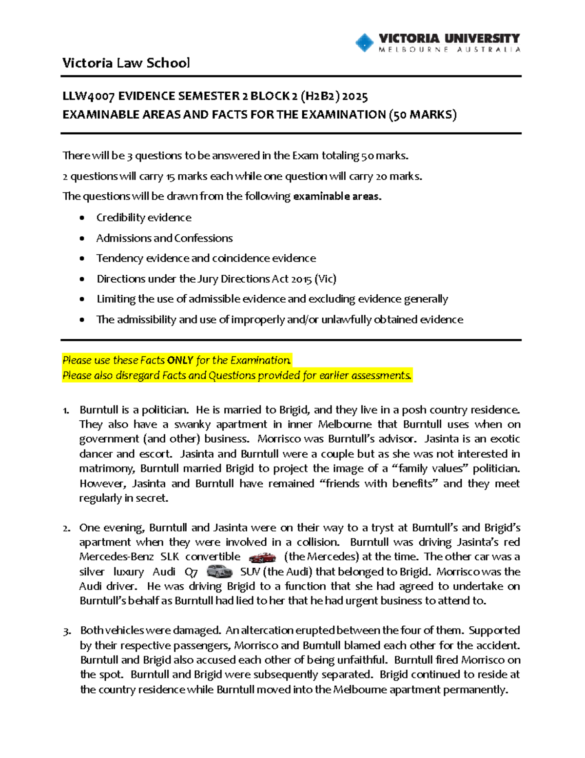 LLW4007 EVIDENCE SEM 2 BLOCK 2 (H2B2) 2025 EXAM FACTS & SCENARIOS - Studocu