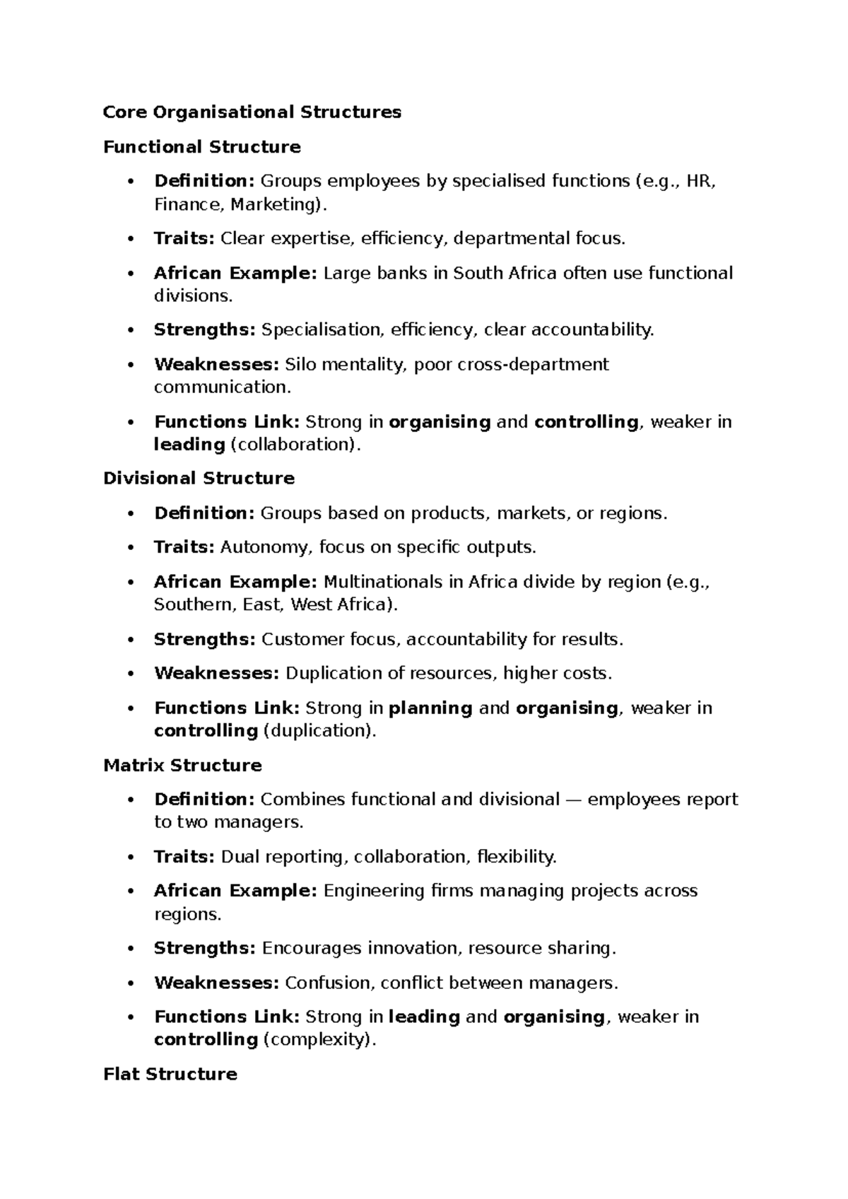 Core Organisational Structures: Definitions, Traits, and Examples - Studocu