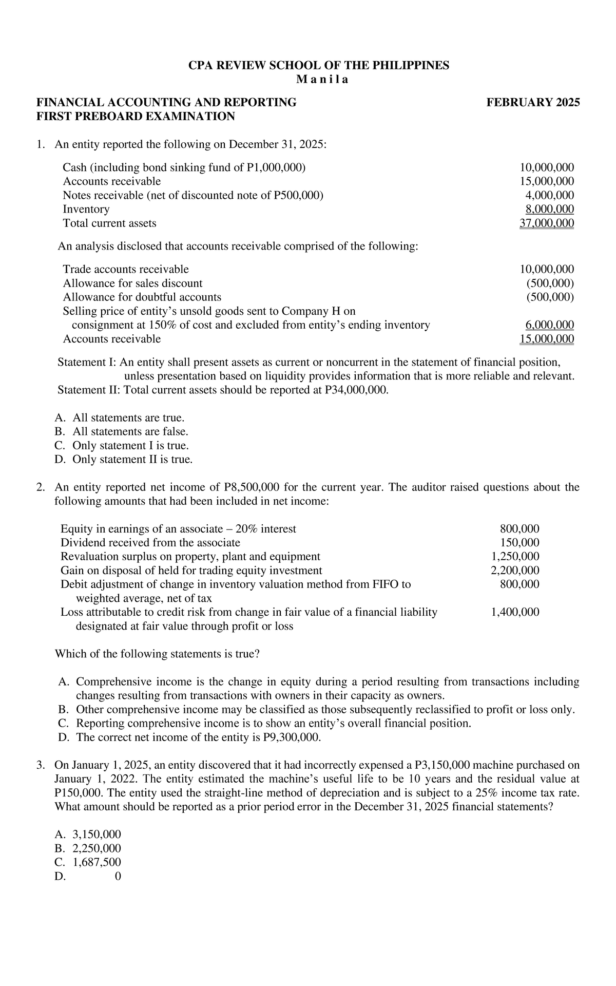 FAR 1ST PREBOARD EXAMINATION REVIEW NOTES - MAY 2025 - Studocu