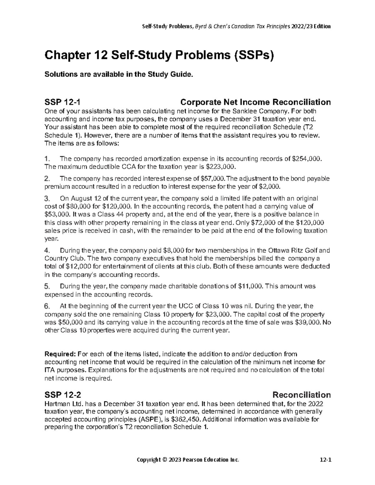 Byrd Chen 2022 Ch12 SSP - Solutions to Self-Study Problems - Studocu