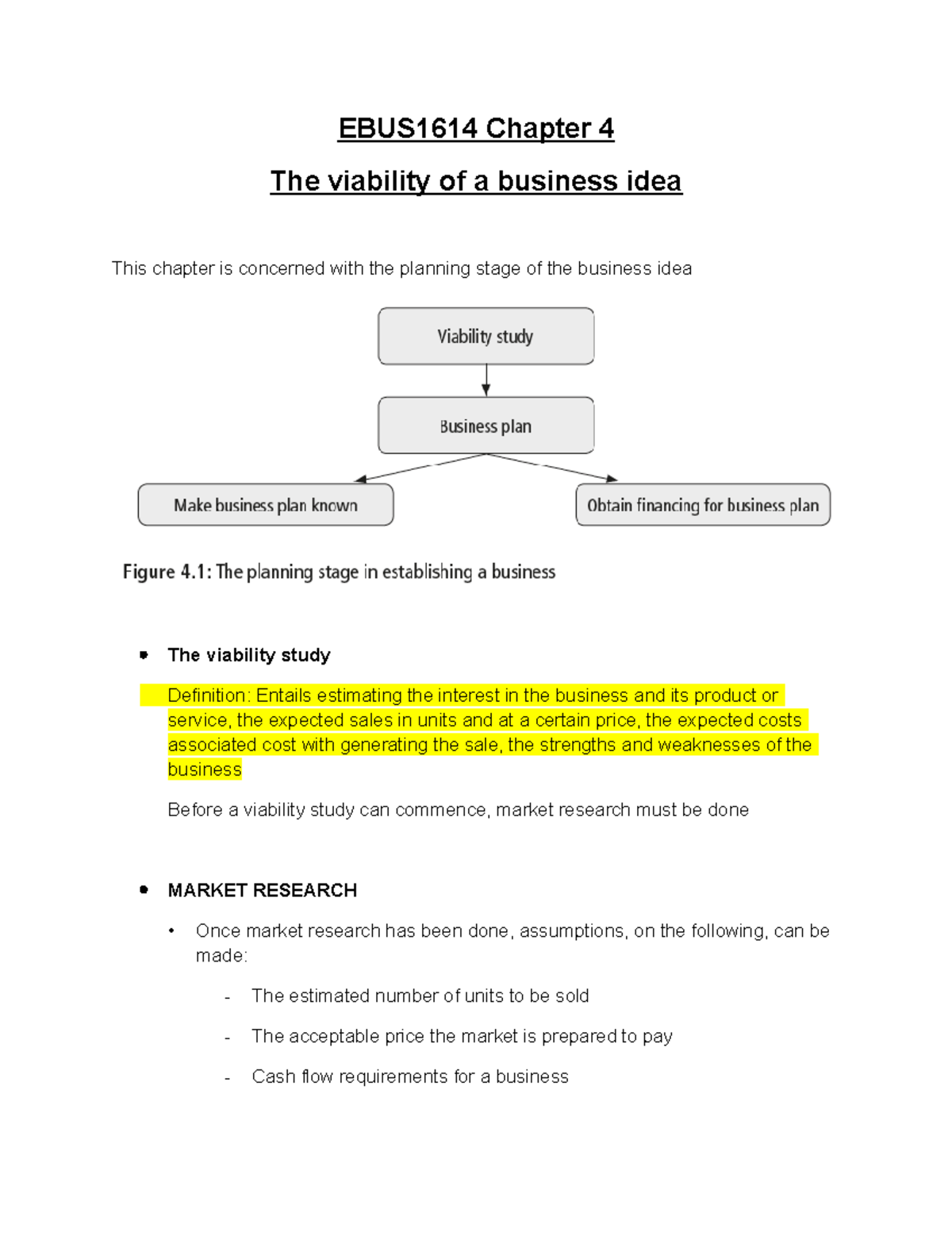 EBUS1614 Entrepreneurship Chapter 4: Assessing Business Viability - Studocu