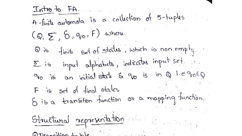 Unit 1: Introduction to Finite Automata (FA) - FLAT 3-2 Semester - Studocu