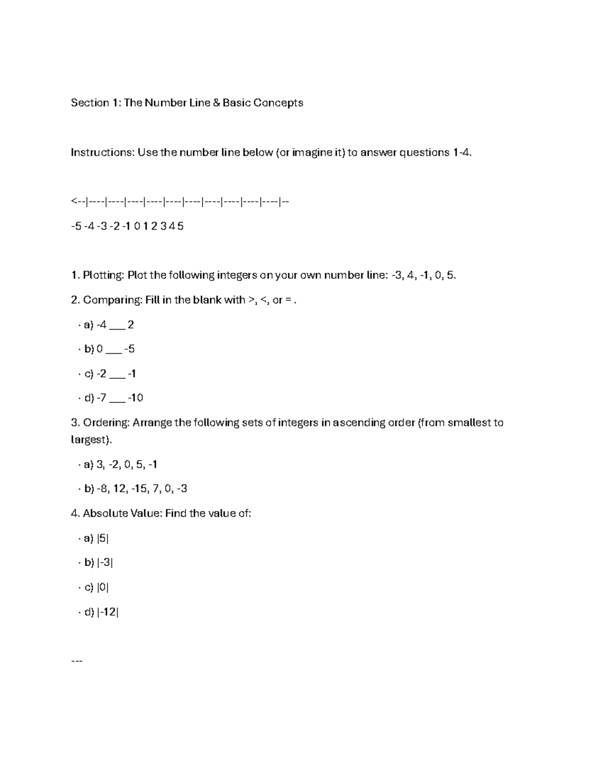 Understanding Integers: Basic Concepts & Operations (MATH101) - Studocu