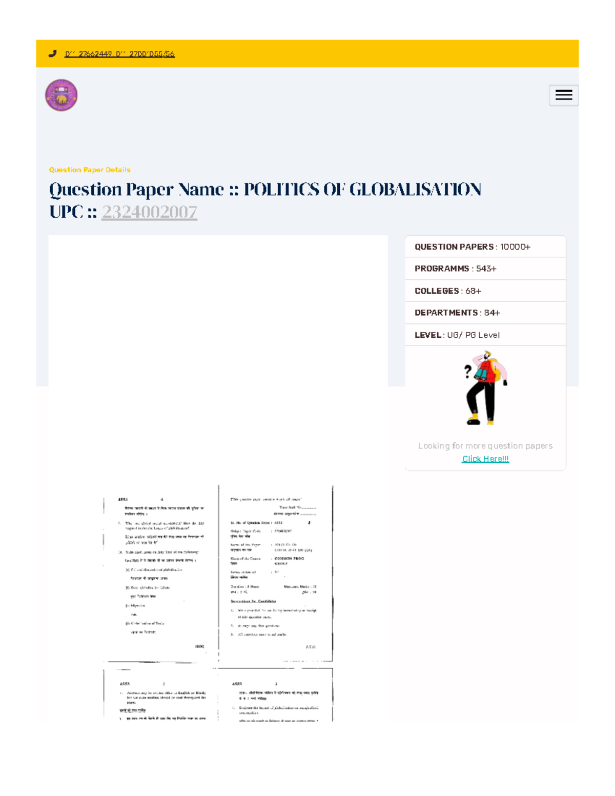 POLITICS OF GLOBALISATION (UPC 2324002007) - Question Paper 4553 - Studocu