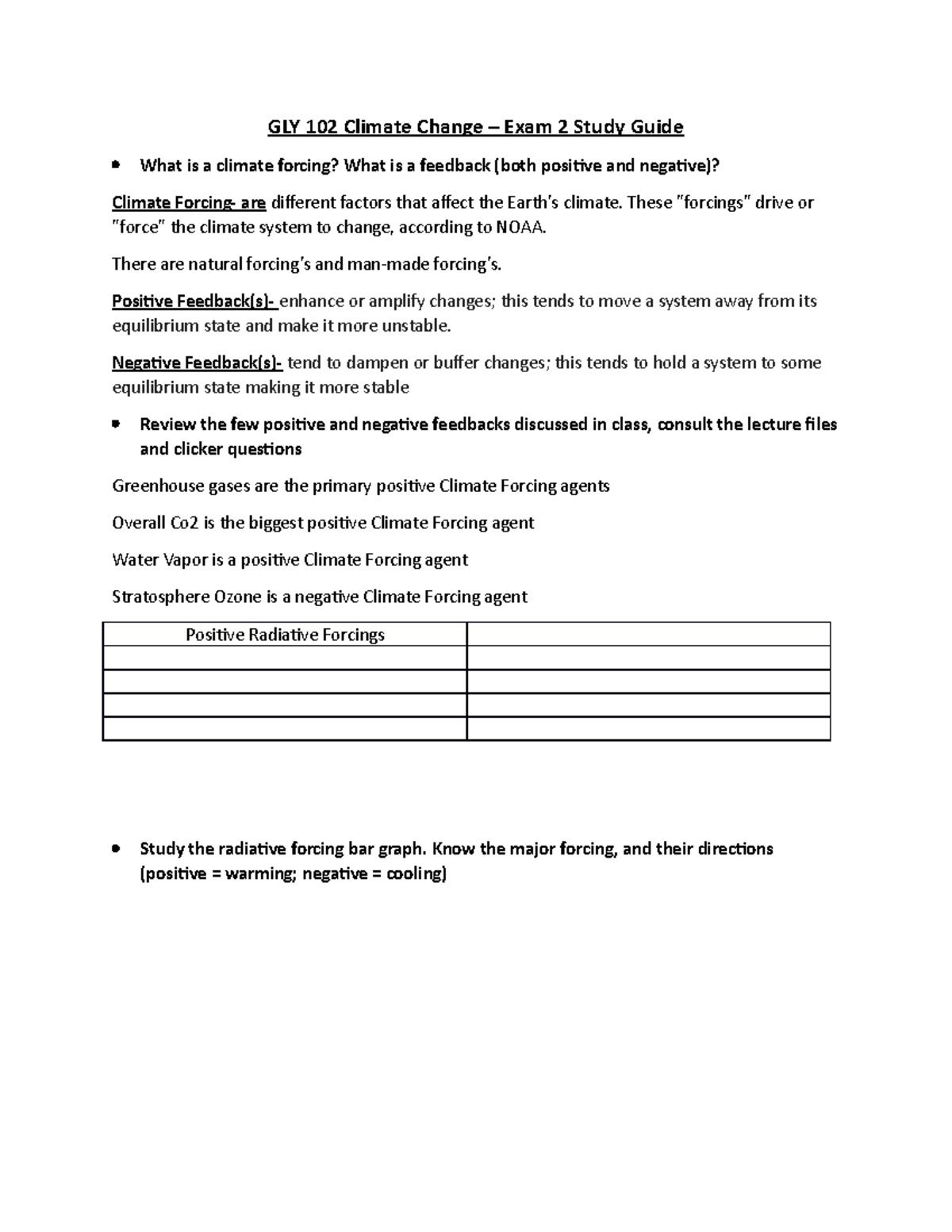 Climate Change Exam 2 Review Sheet - GLY 102 Climate Change – Exam 2 ...