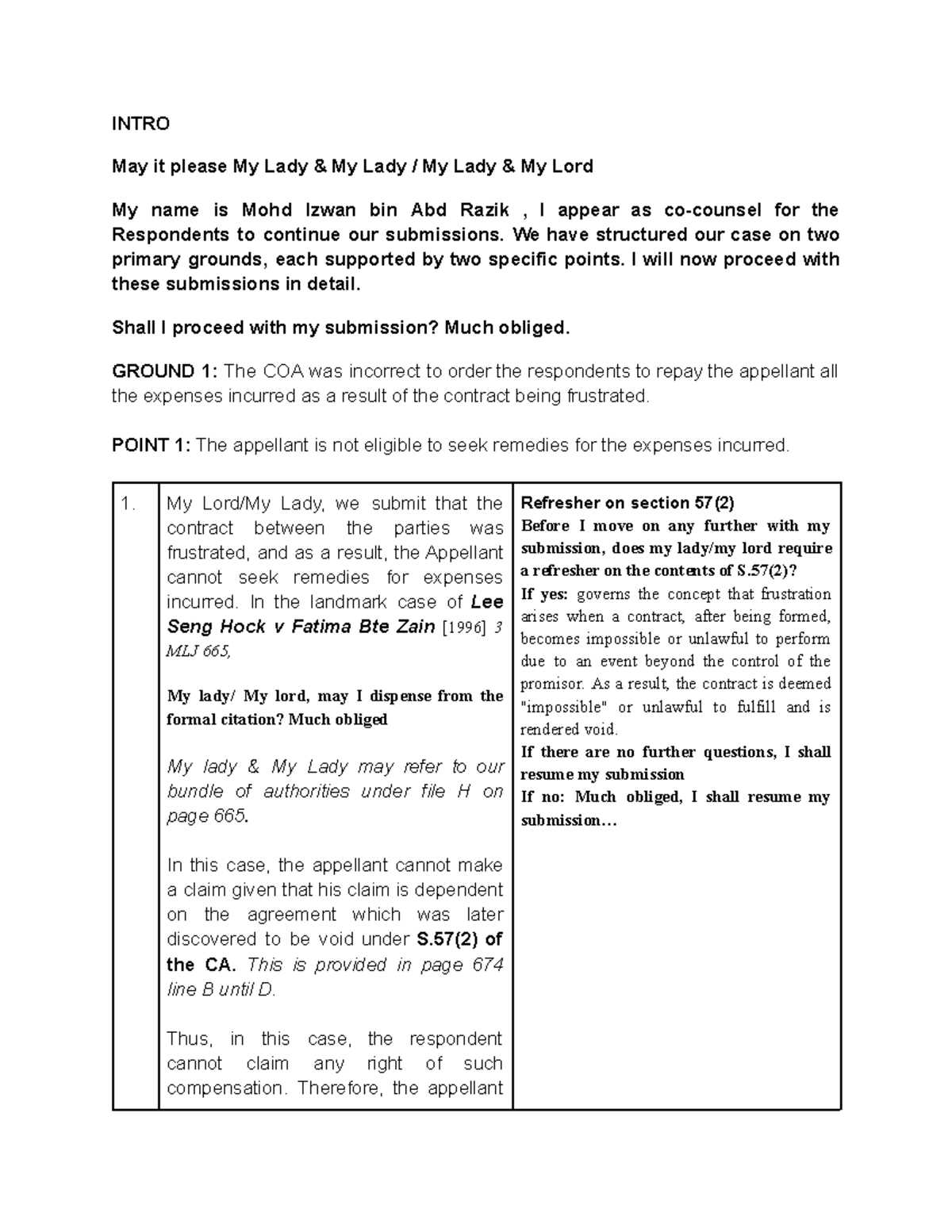 Moot Script R1 - vgcgj - INTRO May it please My Lady & My Lady / My ...