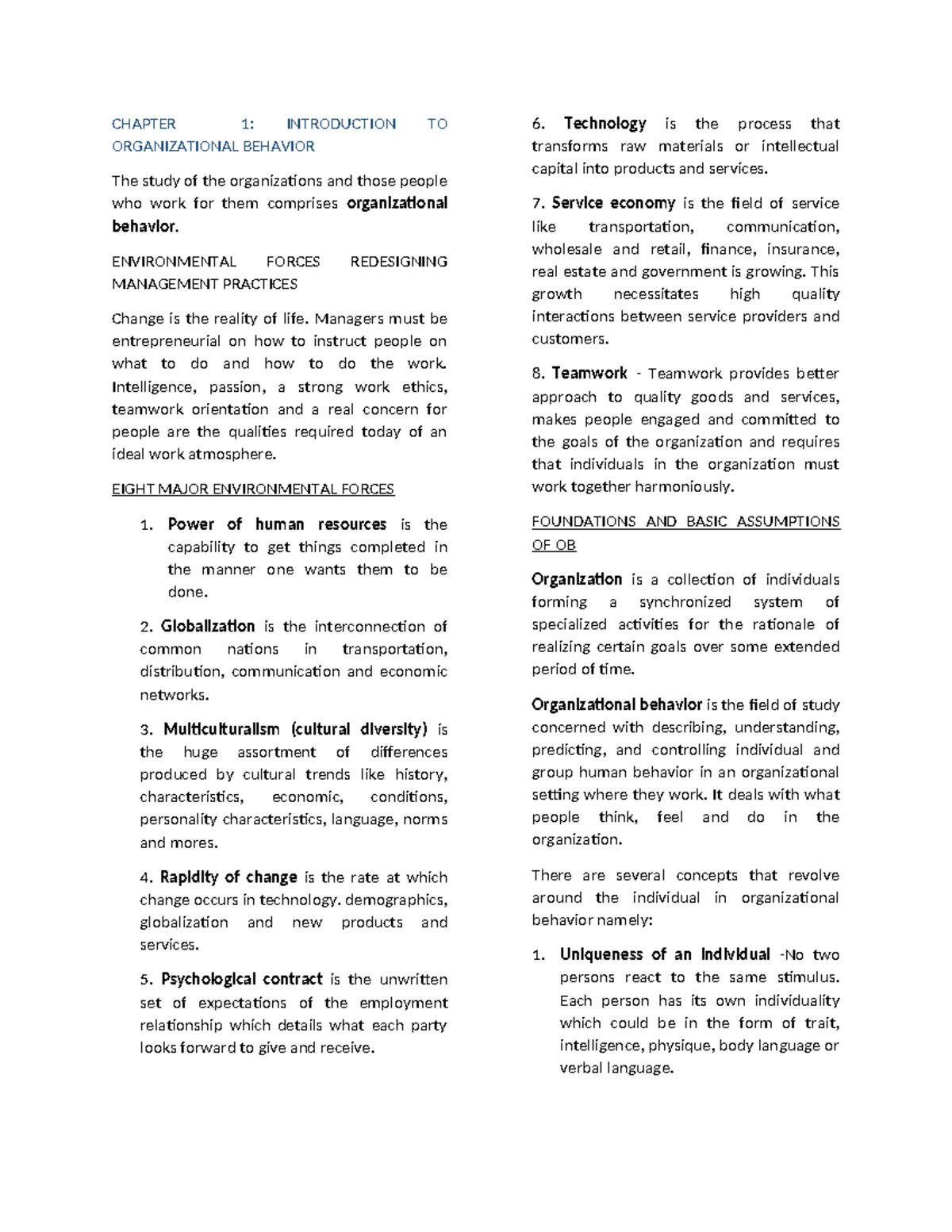 CHAPTER 1: INTRODUCTION TO ORGANIZATIONAL BEHAVIOR (HBO) - Studocu