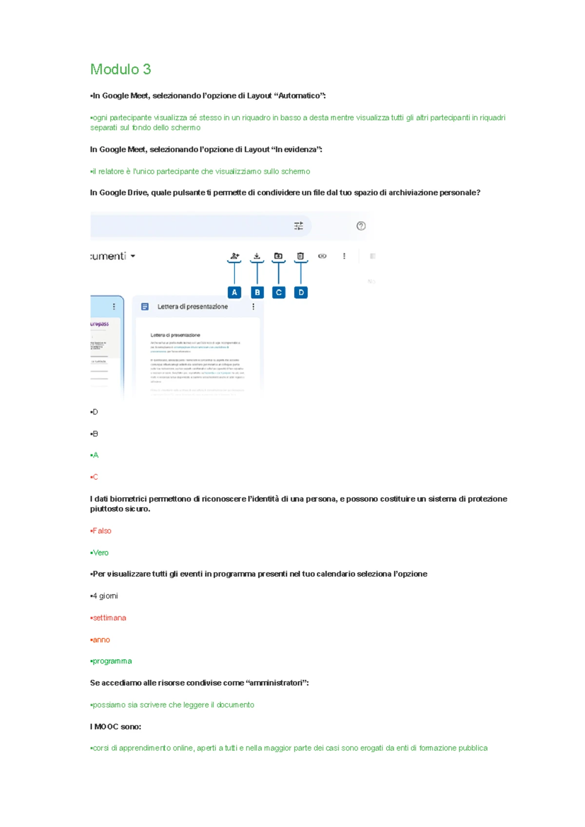 Eipass - Modulo 5 - Domande d'Esame e Risposte Word - Studocu