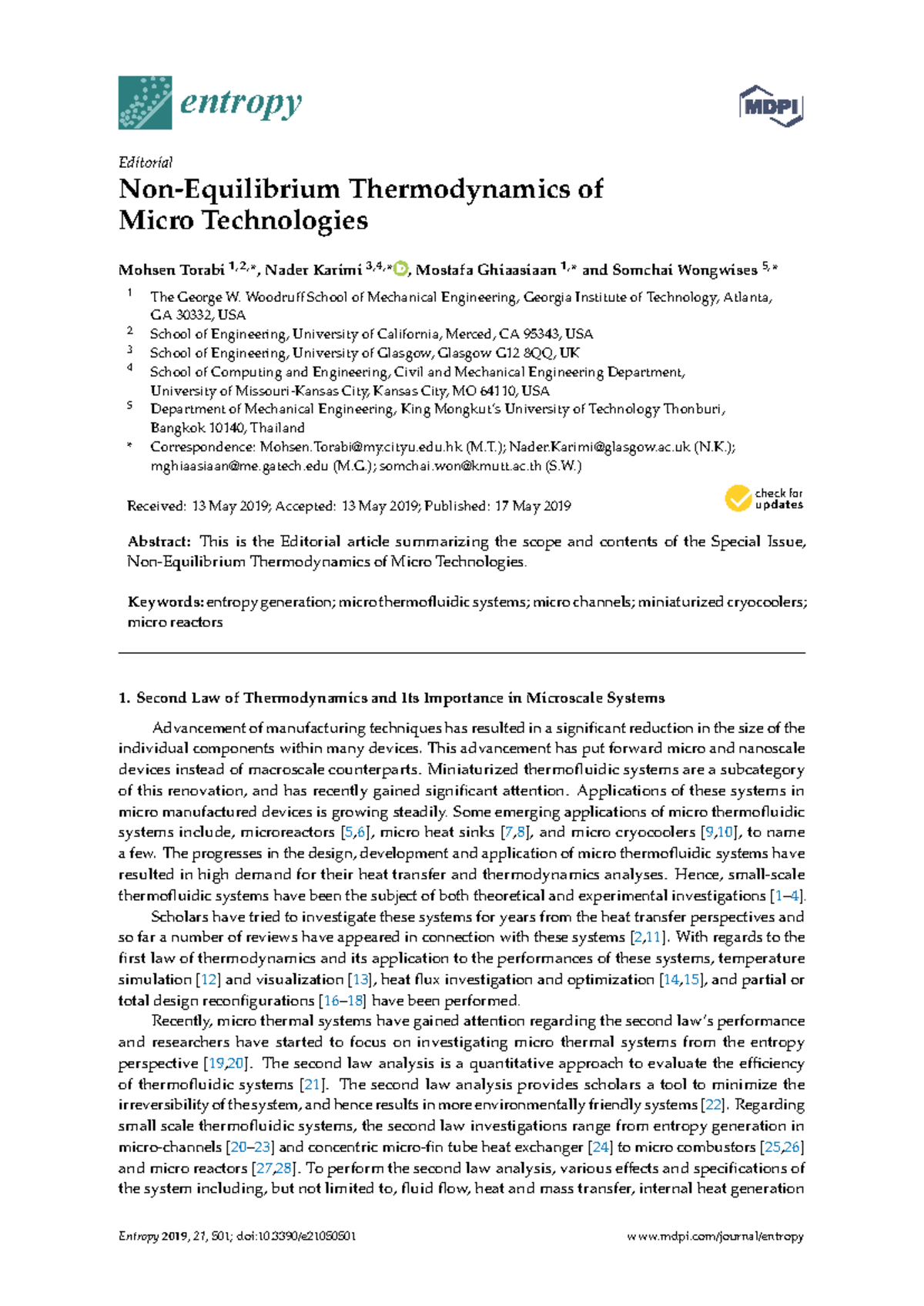Entropy-21-00501 - Lecture notes 2 - entropy Editorial Non-Equilibrium ...