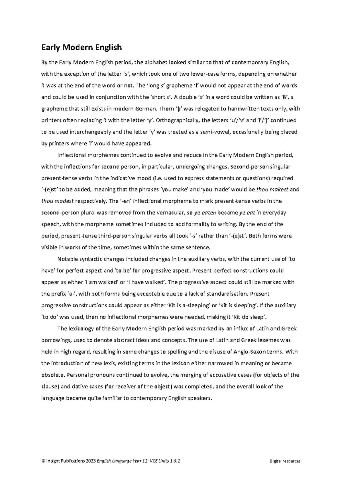 Eng Lang | Unit 2 Early Modern English Period Notes - Studocu
