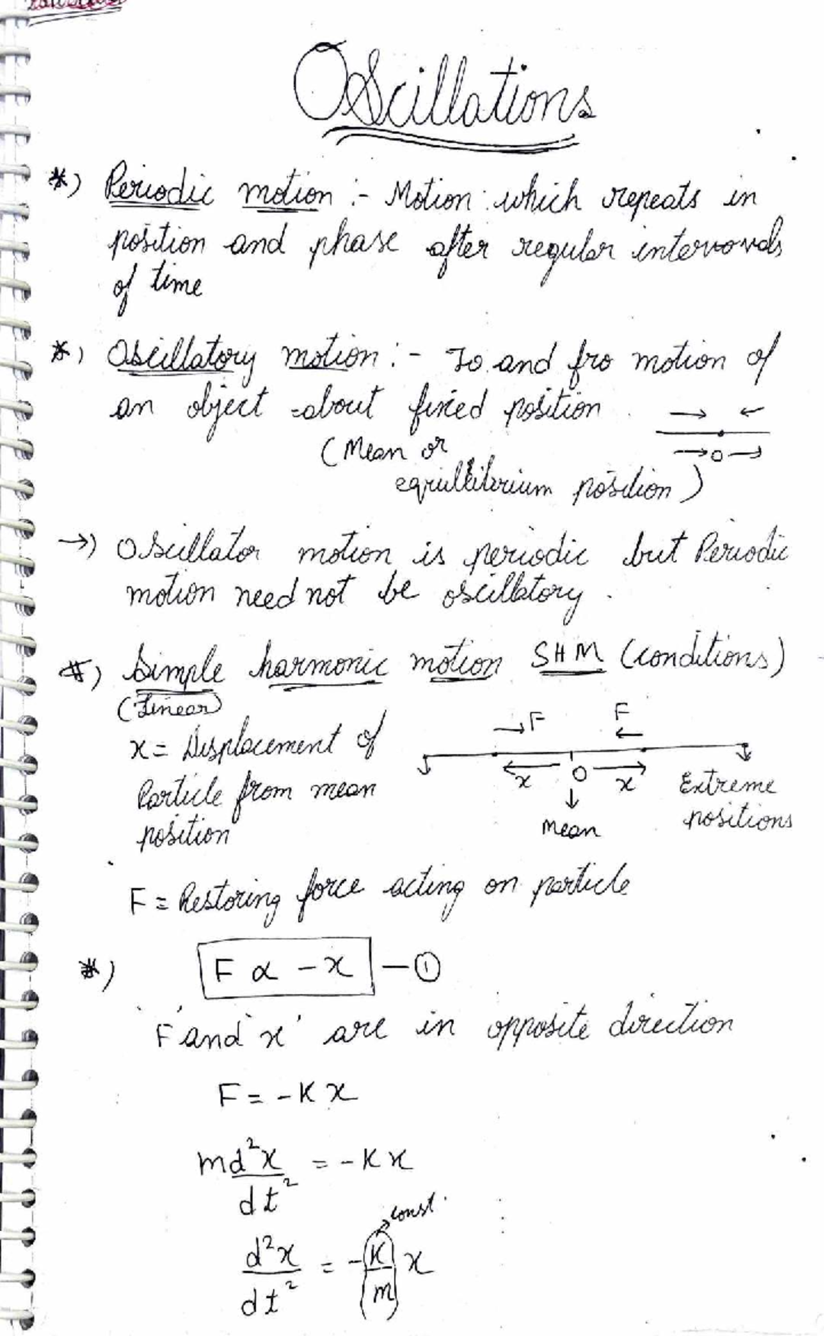 SHM and Oscillations: Detailed Study Notes for PHYS 101 - Studocu