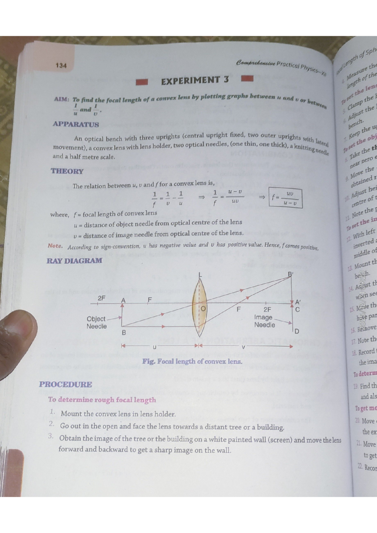 134 Practical Experiment 3: Finding Focal Length of Convex Lens - Studocu