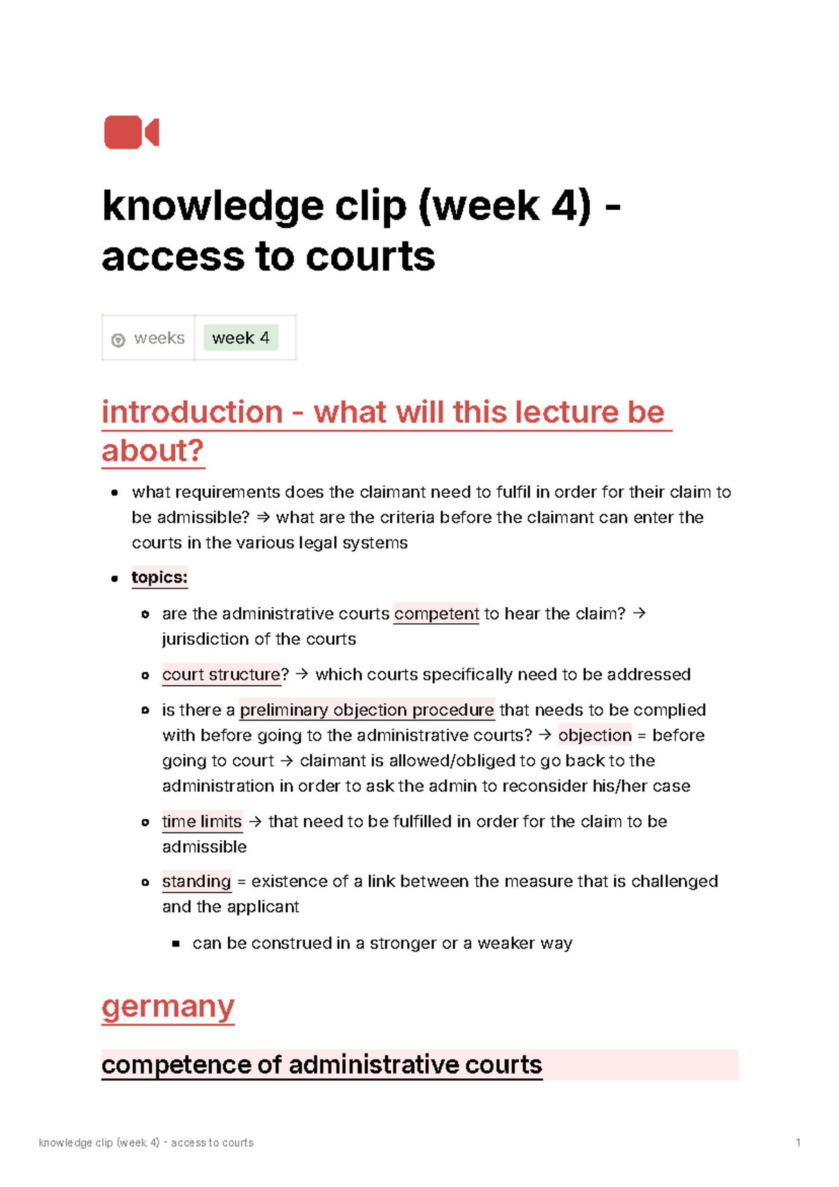 Weekly Knowledge Clip 4: Access to Courts in Admin Law - Studeersnel