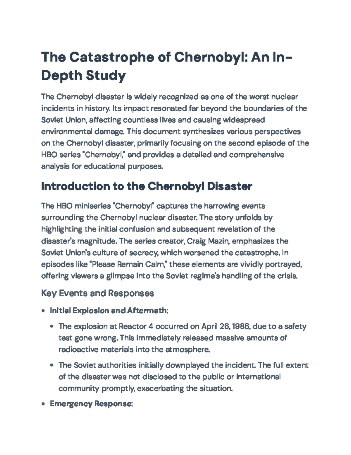 Chernobyl Disaster Analysis: Insights from HBO's Miniseries Perspective ...