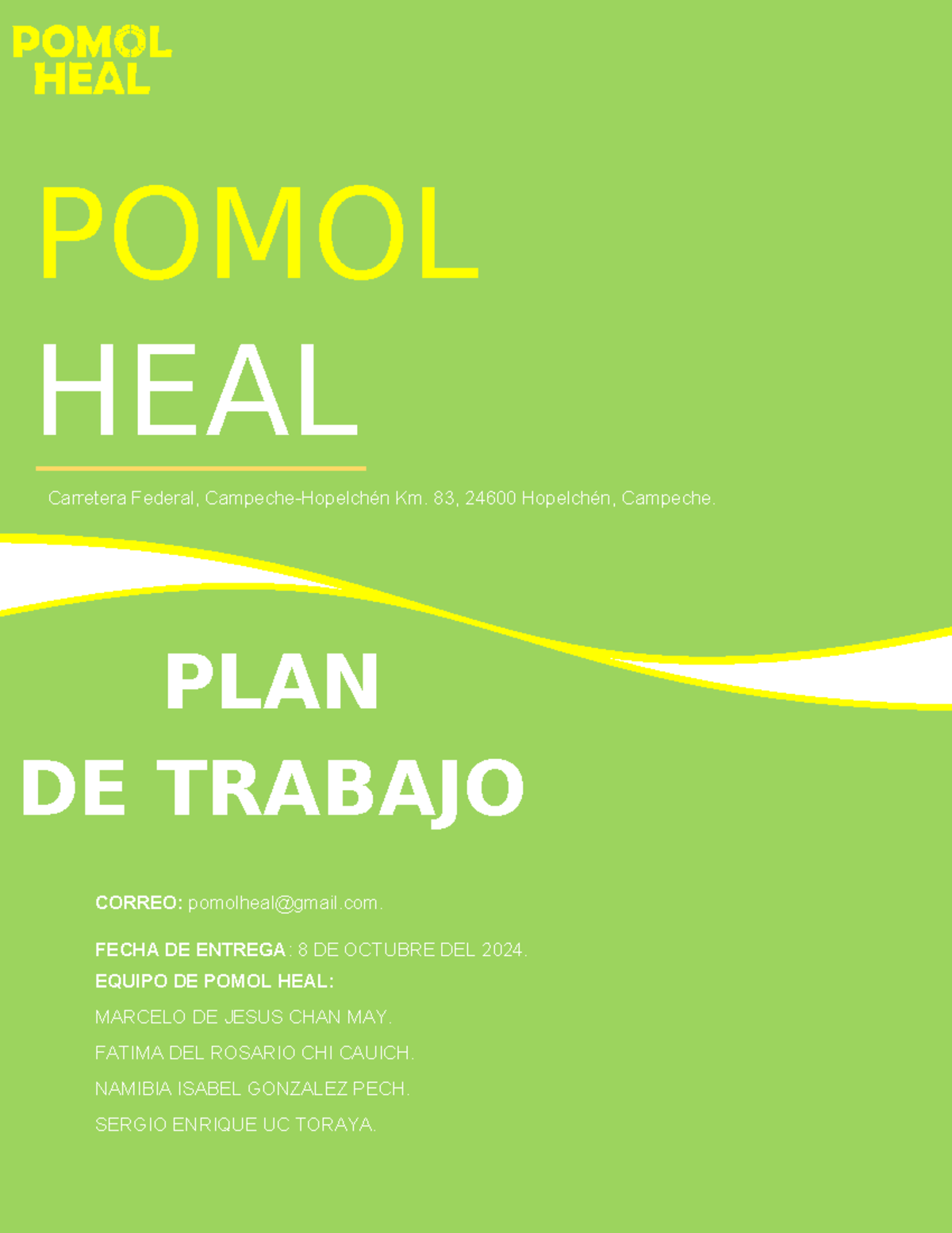 POMOL HEAL: Plan de Trabajo y Auditoría - Entrega 8 Oct 2024 - Studocu