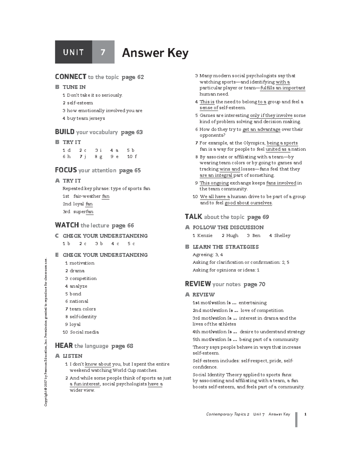 Unit 7 Answer Key: Sports Fan Engagement & Social Identity Theory - Studocu