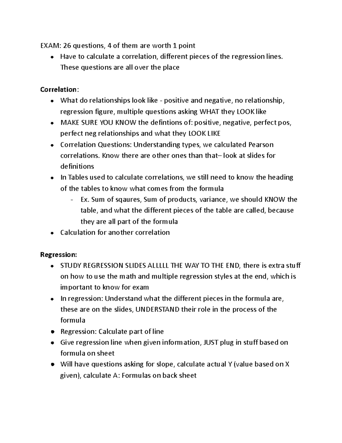 PSYC 243 Final Exam Review: Correlation & Regression Concepts - Studocu