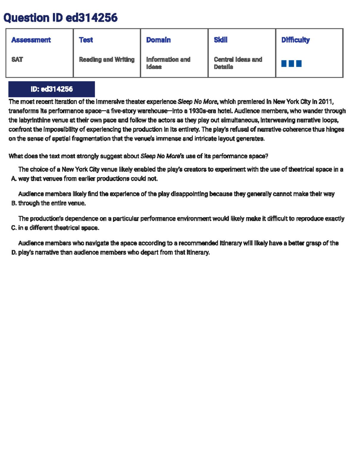 SAT Reading & Writing Assessment Test: Skill Difficulty Insights - Studocu