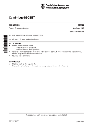 Cambridge IGCSE Economics 0455 Syllabus Overview for 2023-2025 - Studocu
