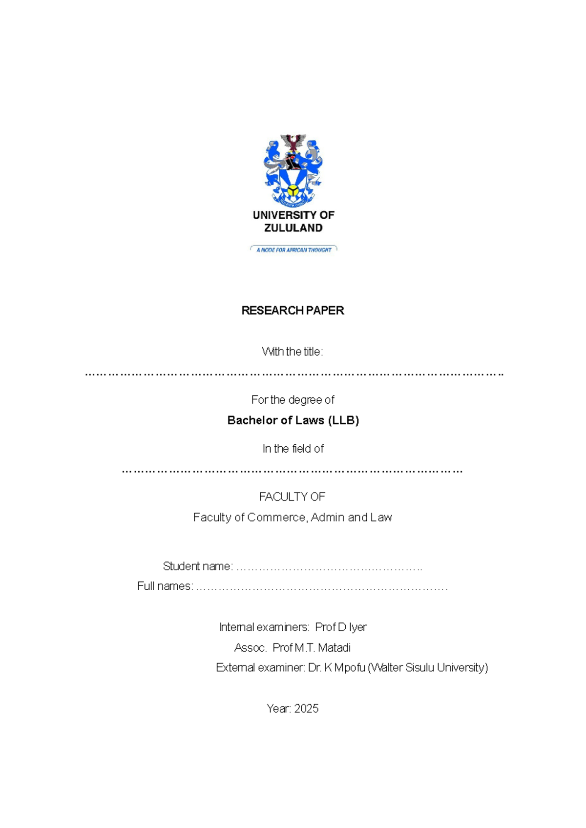 LLB Research Paper Structure: Legal Research Mini Dissertation - Studocu