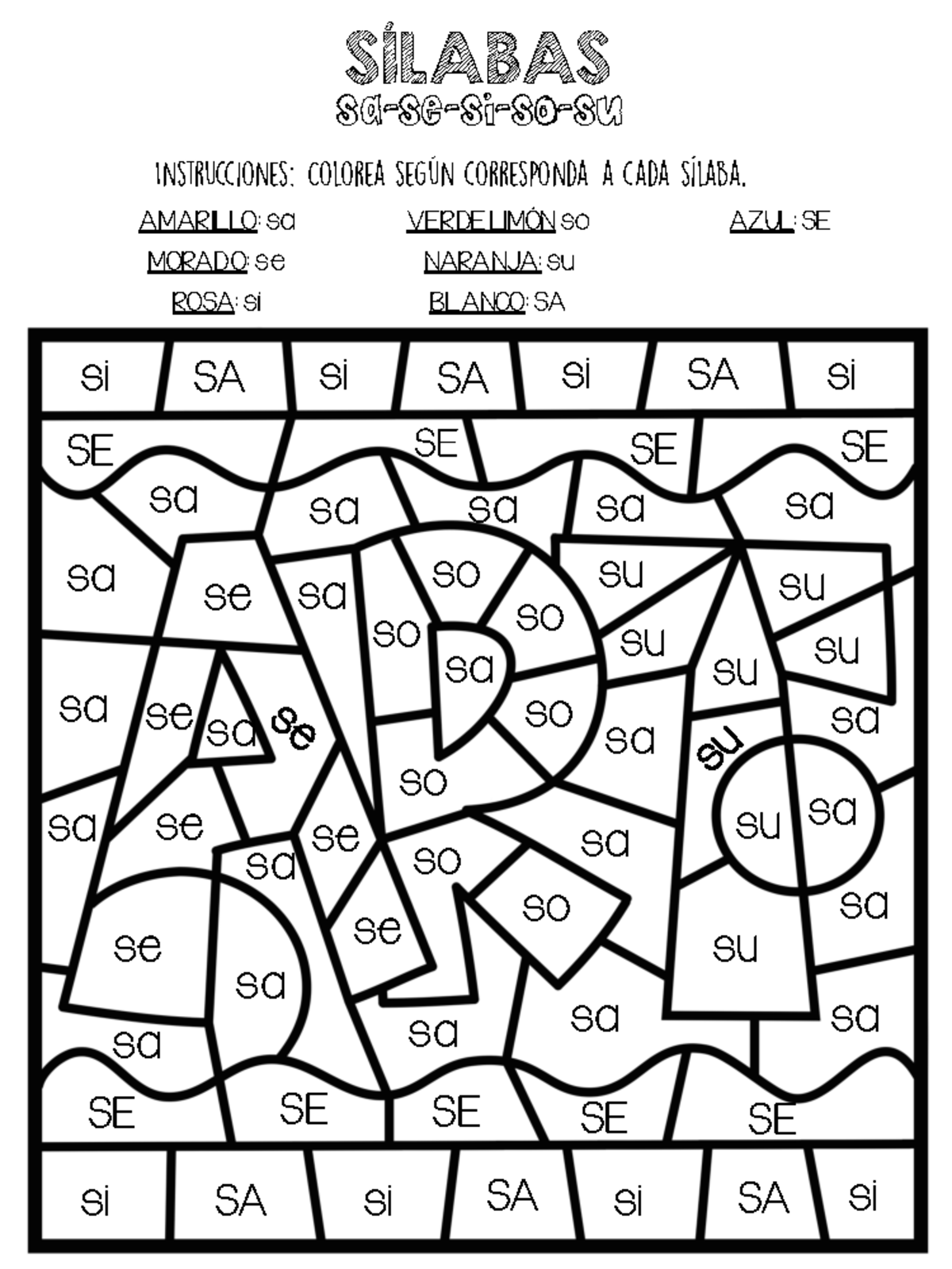 Aprende las silabas coloreando de forma divertida - Sa-se-si-so-su ...
