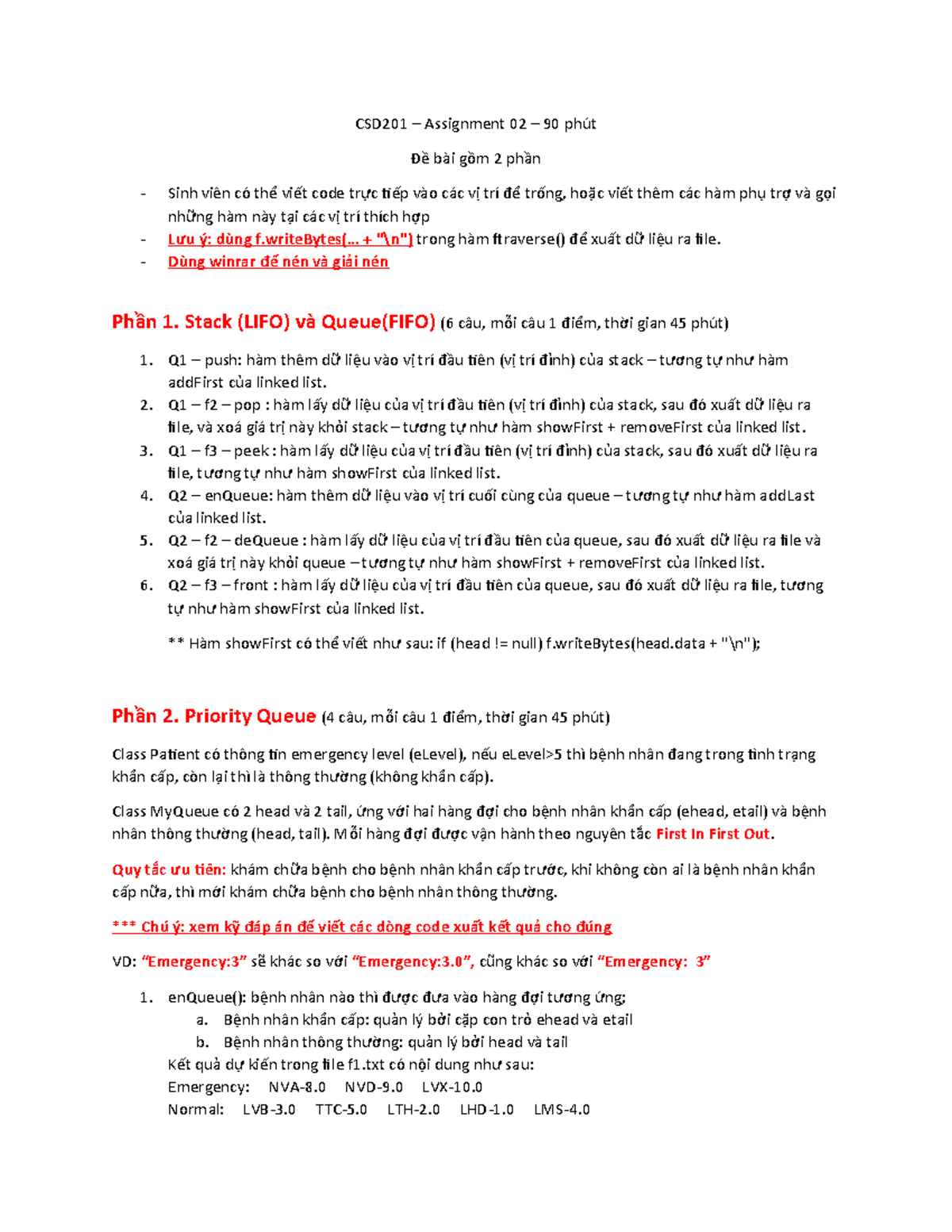 CSD201 Assignment 02: Stack, Queue & Priority Queue Coding Tasks - Studocu