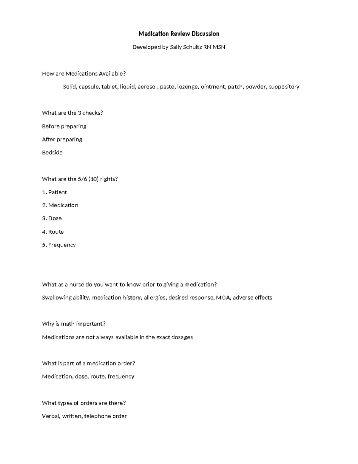 Medication Review 1 - Studocu