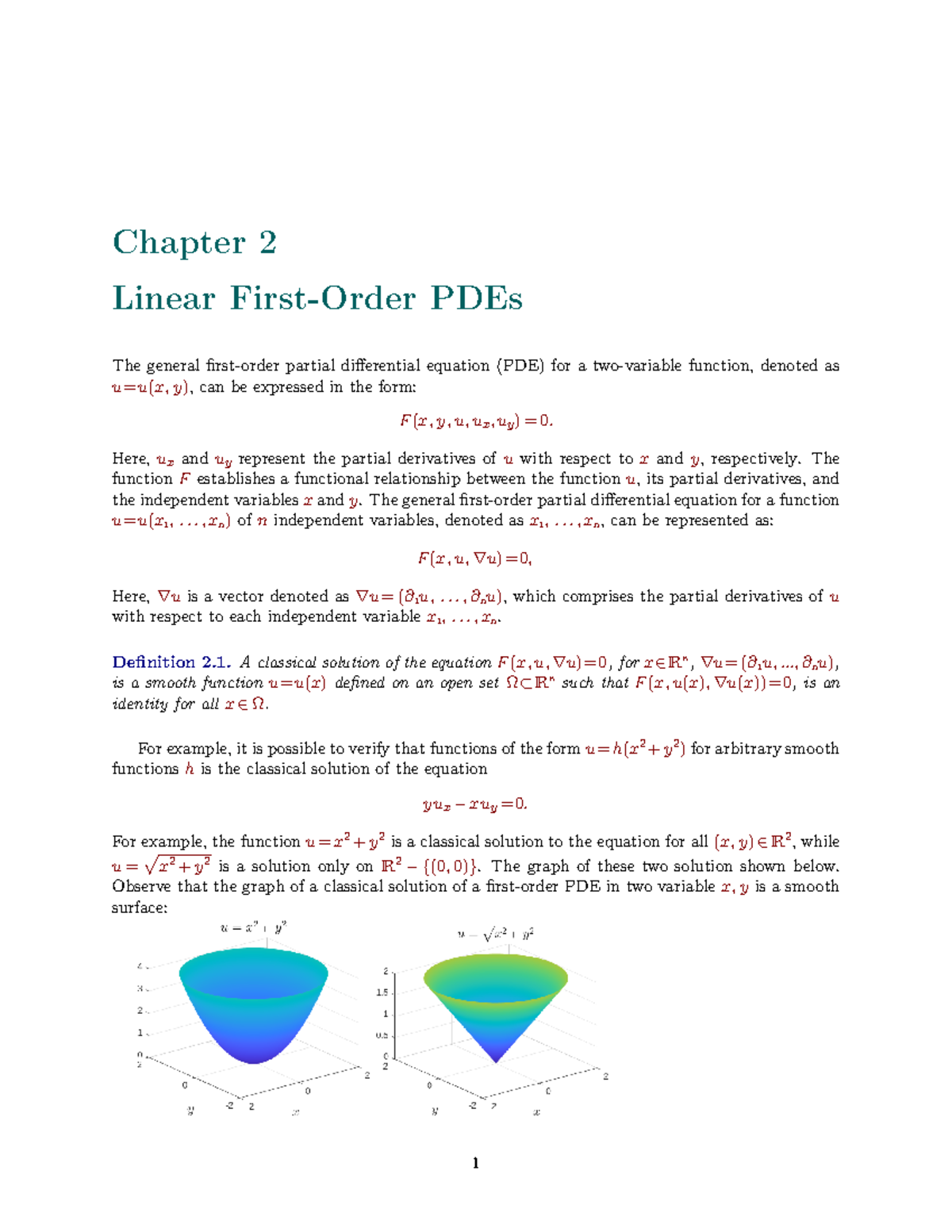 Chapter 2 - Linear First-Order PDEs - Detailed Study Notes - Studocu