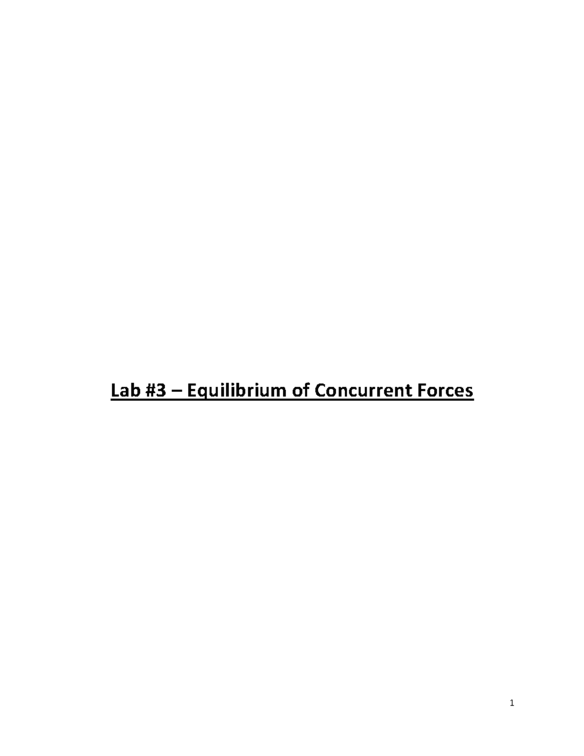 Physics Lab Report #3: Equilibrium of Concurrent Forces Experiment ...