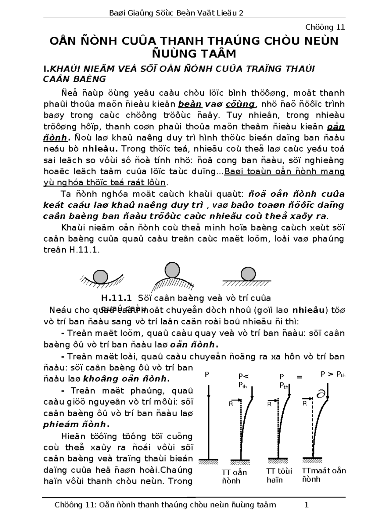 Chương 11: Ổn định của thanh thẳng chịu nén hướng tâm - Studocu