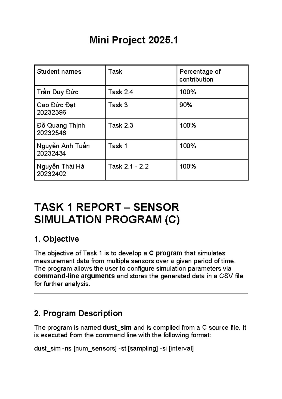 Mini Project 2025.1: C Sensor Simulation & Data Processing Report - Studocu
