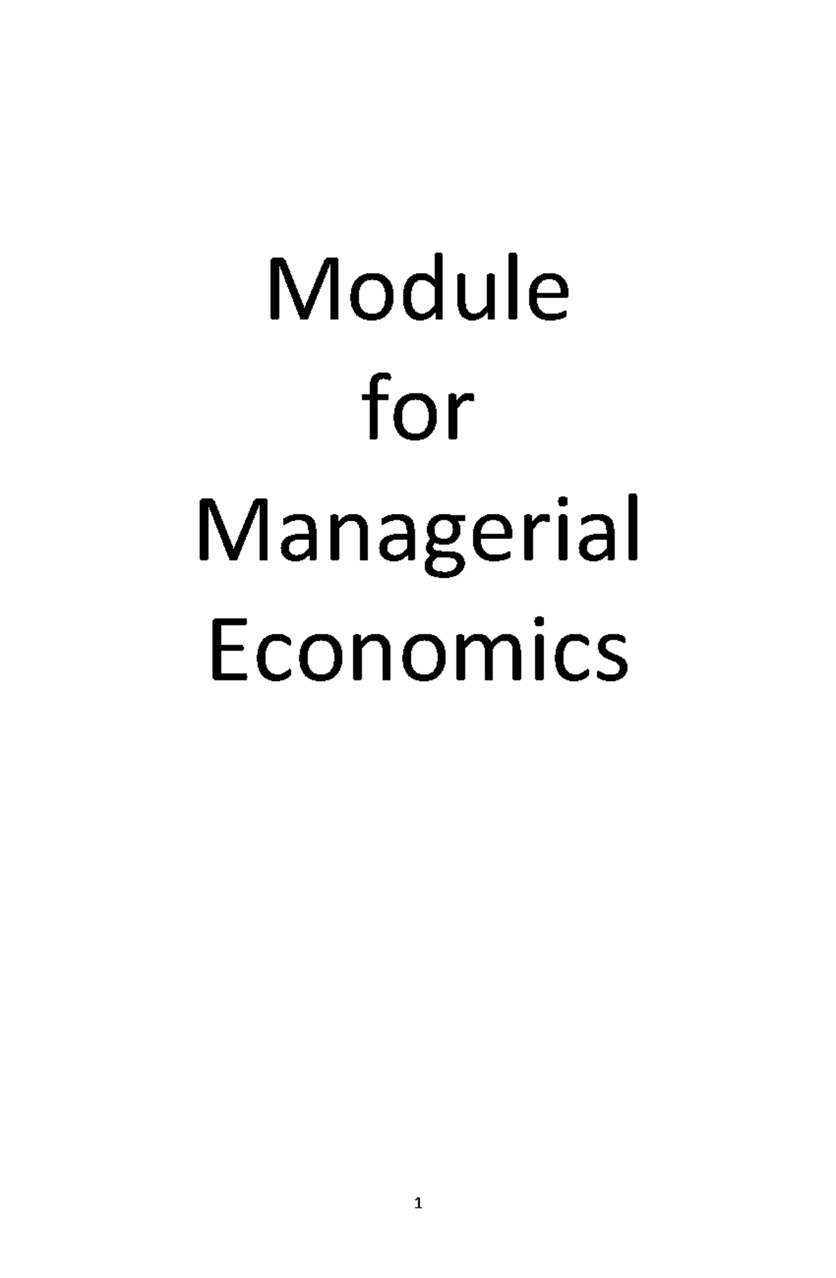 Managerial Economics Module - Module for Managerial Economics Contents ...