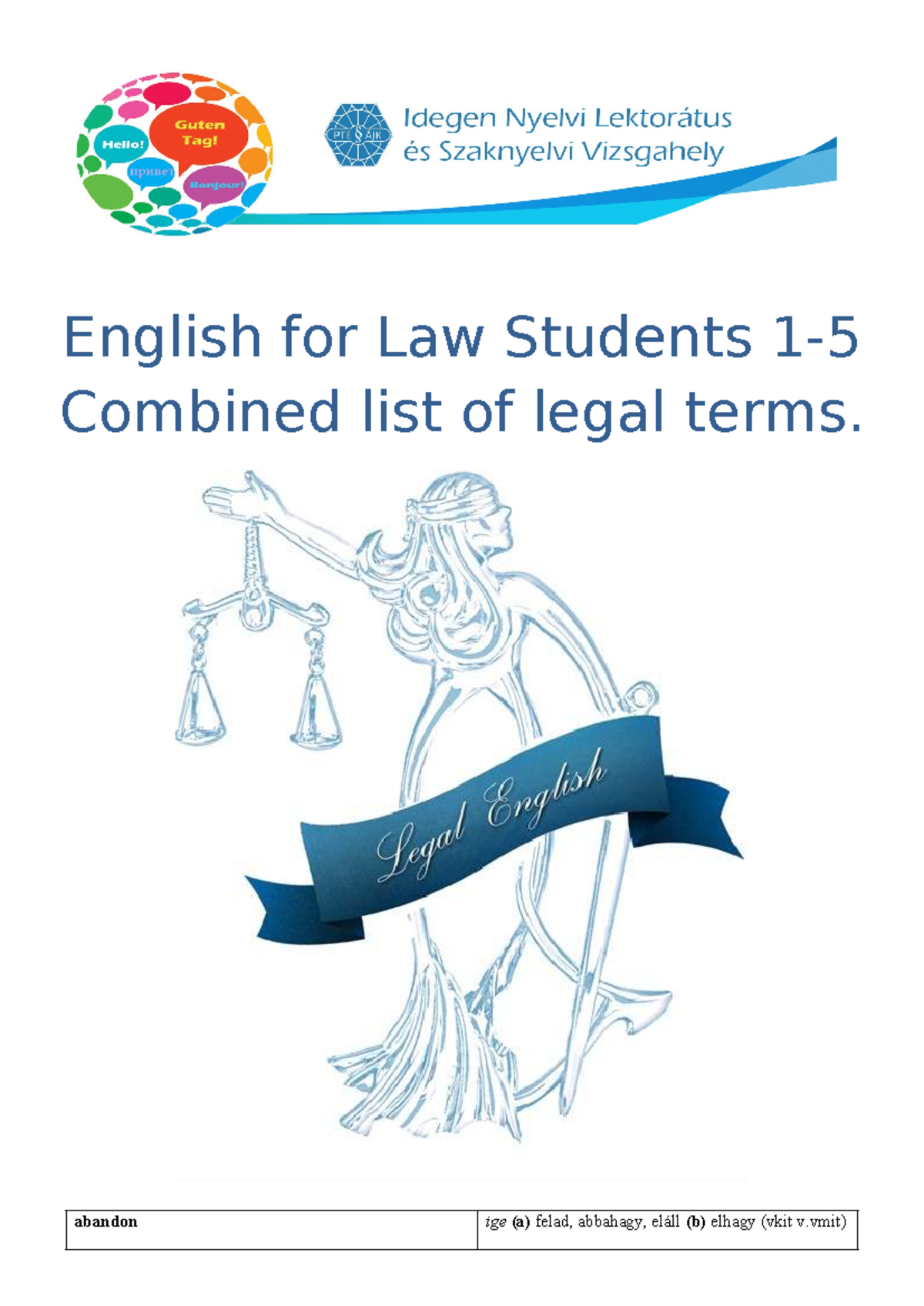 English for Law Students: Comprehensive Legal Terms Glossary - Studocu