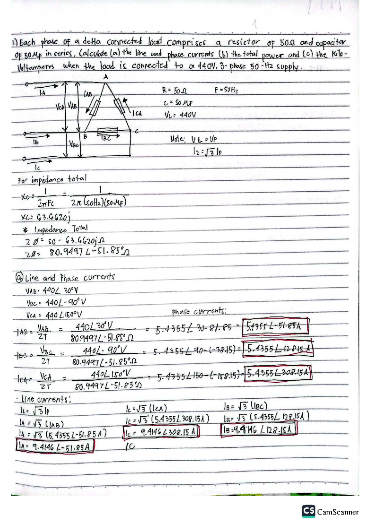 C3 Takehome Quiz - Delta and Star Connected Load Calculations - Studocu