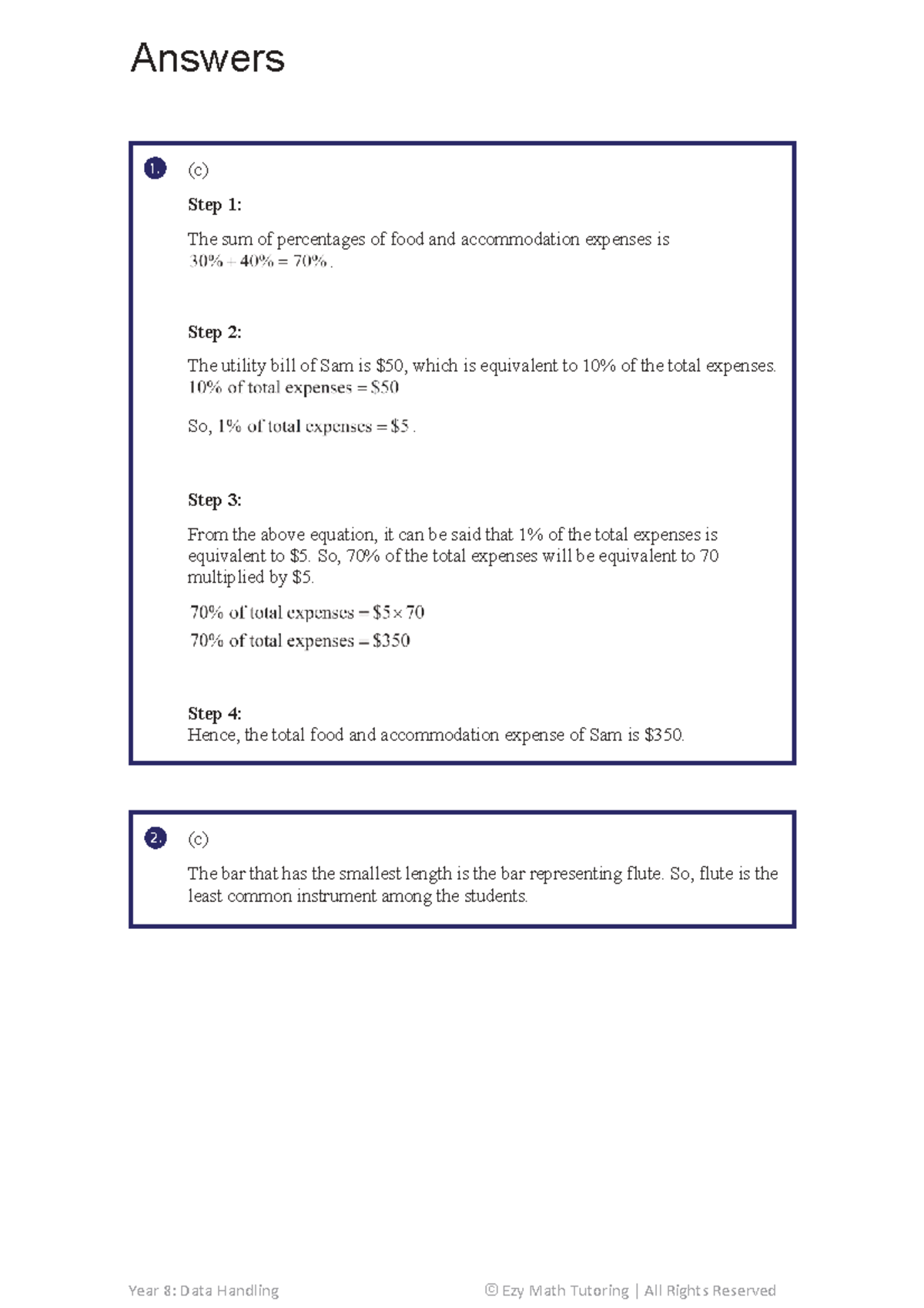 Year 8: Maths Test - Data Handling - Answer Key - Studocu