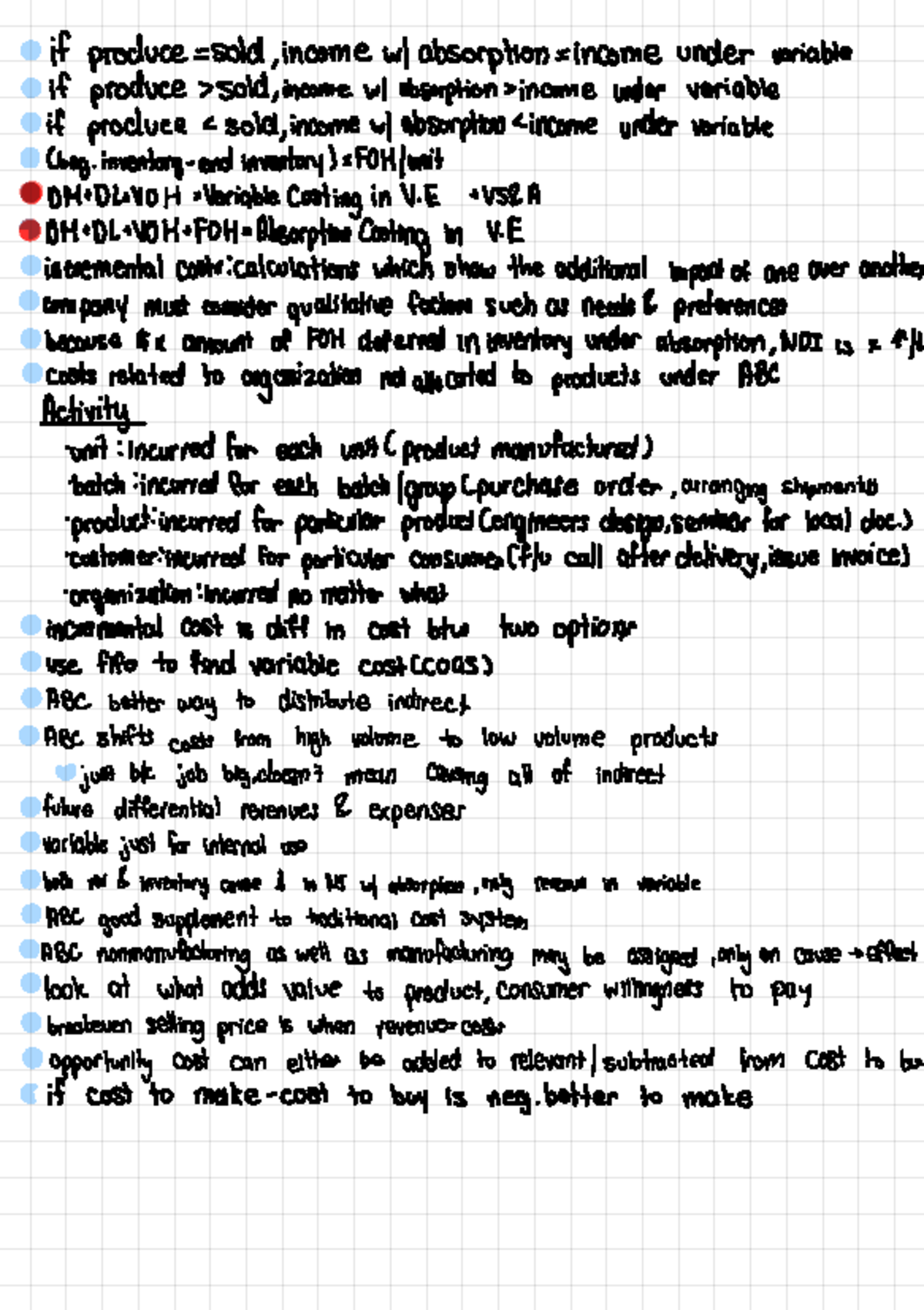 AC222 Variable vs Absorption Costing Cheat Sheet 2 - Studocu