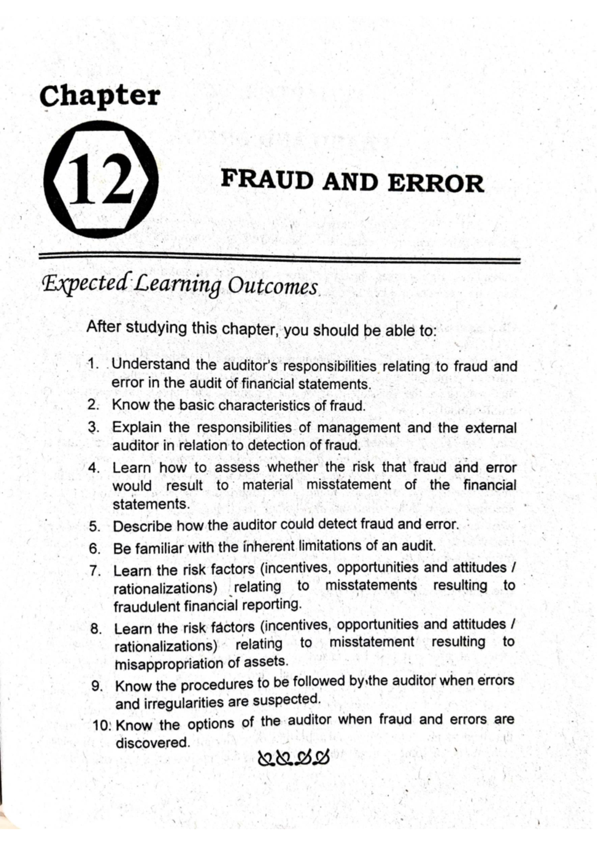 Chapter 12: Fraud and Error in Auditing - Key Learning Outcomes - Studocu