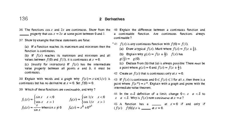 CH2part 17 - Calculus Notes Summary on Continuity and Derivatives - Studocu