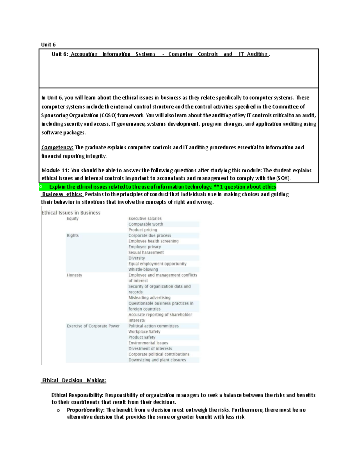 D217 Unit 06: Study Guide on Accounting Info Systems & IT Auditing ...