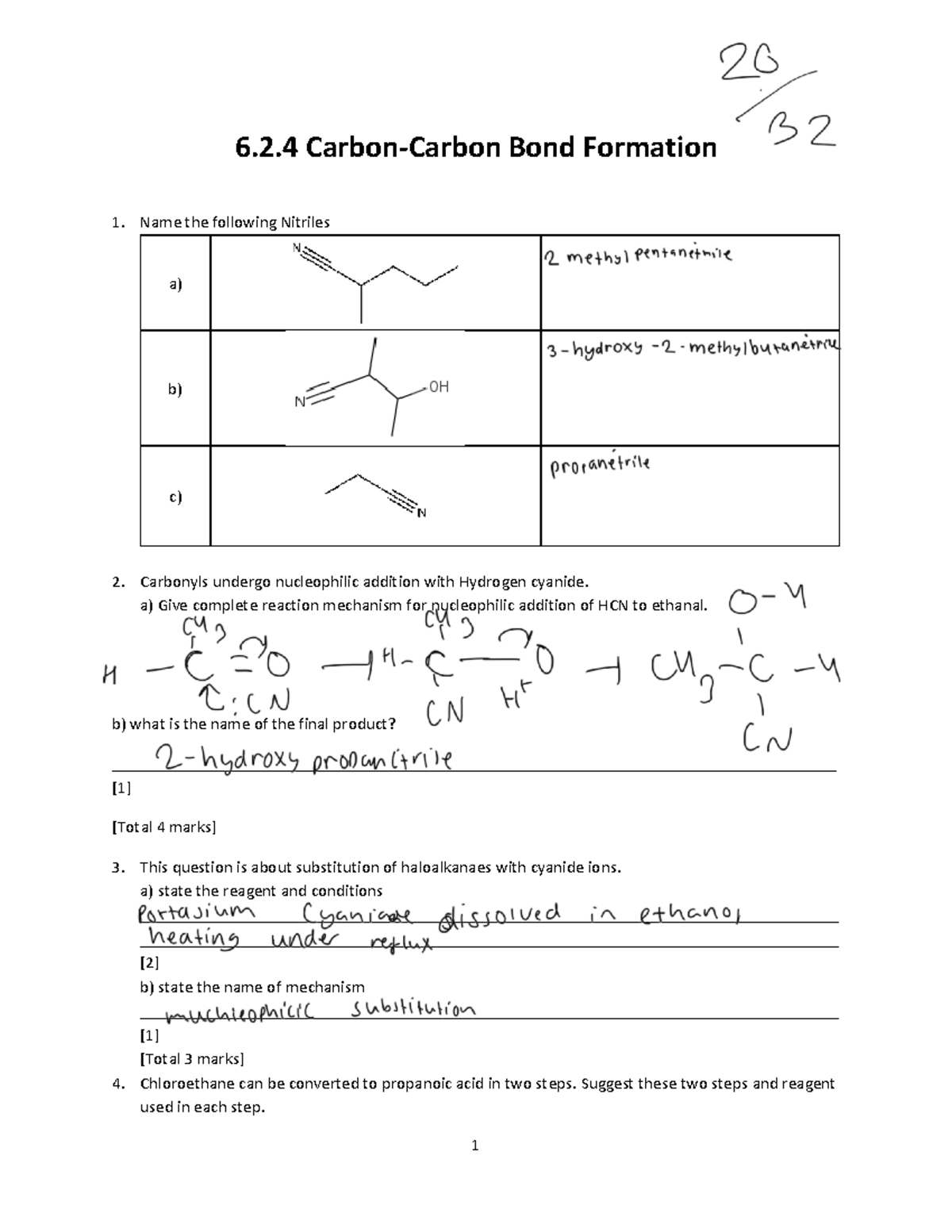 6.2.4 Carbon-Carbon Bond Formation: Nitriles, Carbonyls & Reactions ...