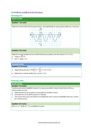 Maths Methods - Grade: 11 - Queensland Certificate of Education - Studocu