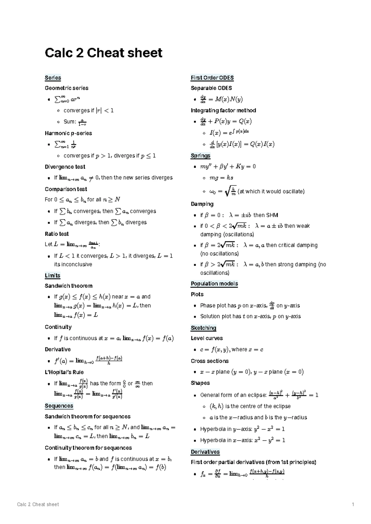 Linear Algebra Cheat Sheet: Key Concepts & Formulas for Exam Prep - Studocu