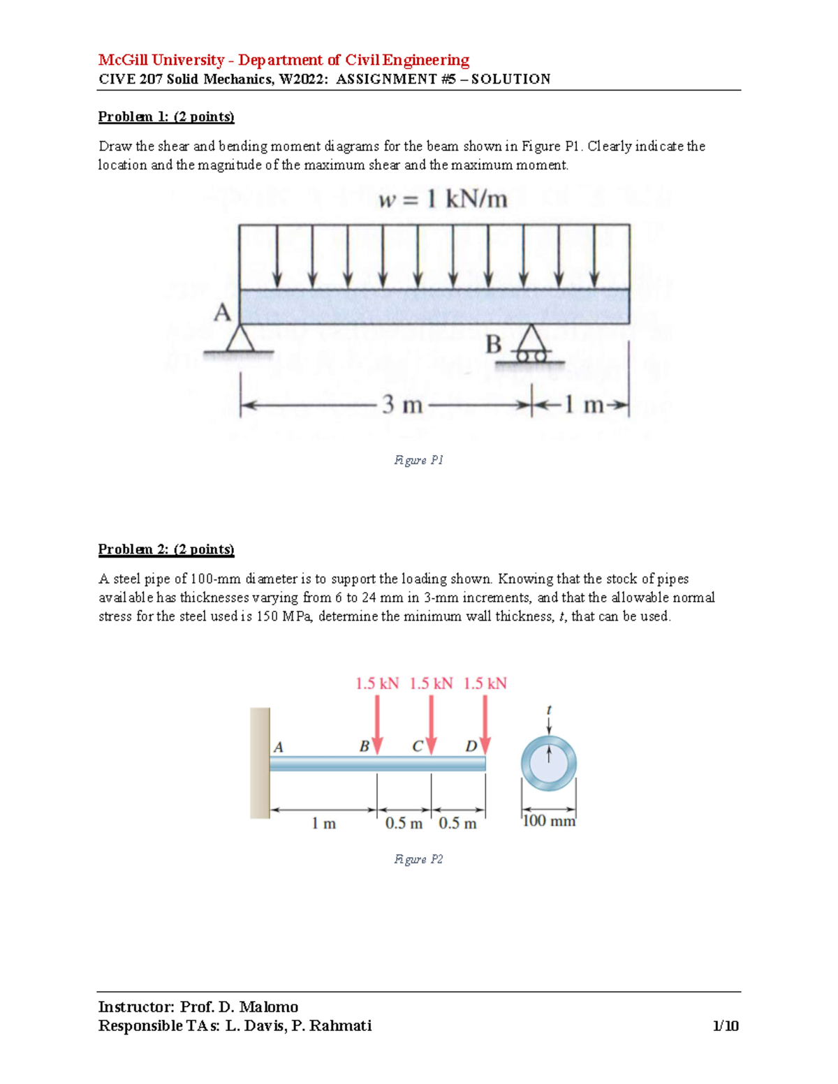 CIVE207 W22 Assignment #5 Solution for Solid Mechanics - Studocu