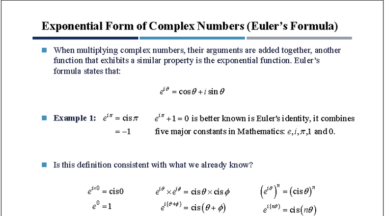 03 - Exponential Form of Complex Numbers: Key Concepts & Examples - Studocu