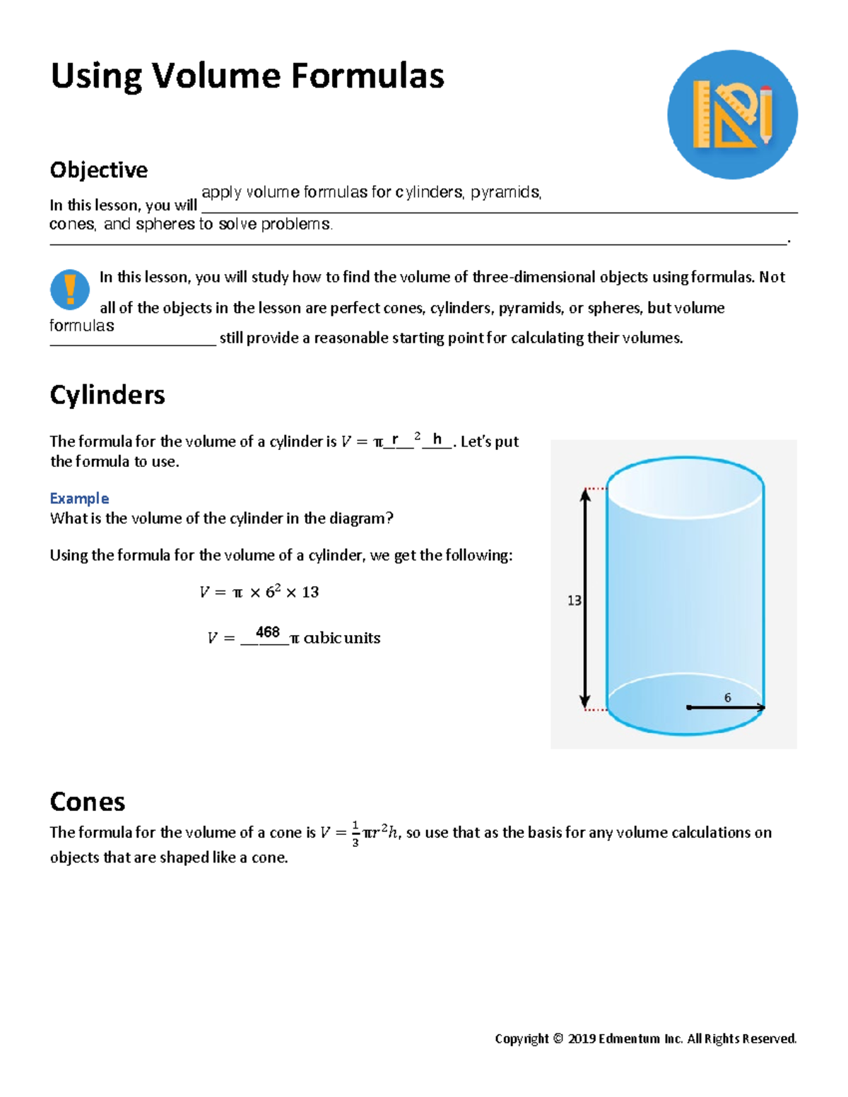 Guided Notes - Volume Formulas for 3D Shapes and Objects - Studocu