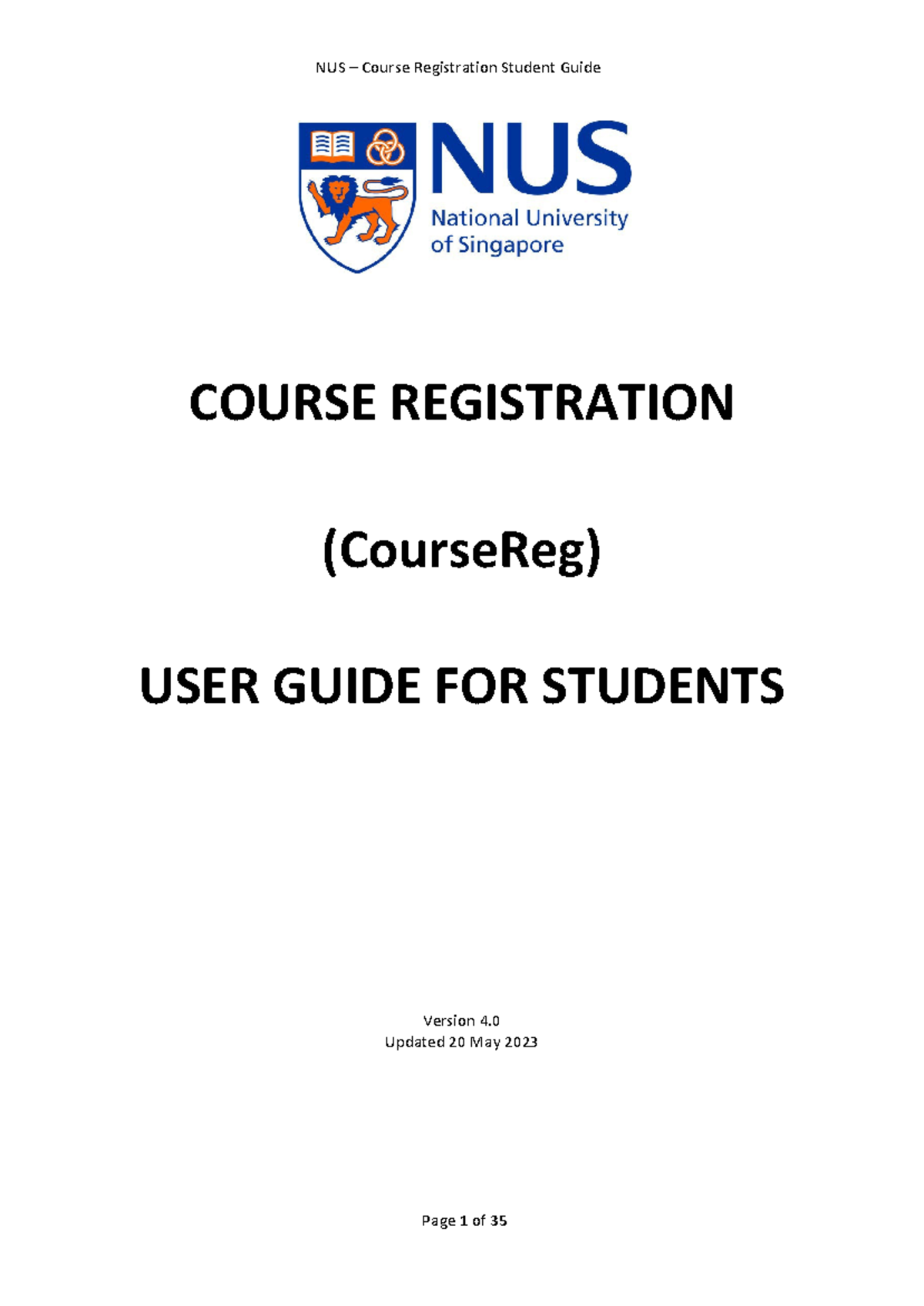 CourseReg User Guide for Students - Version 4 (May 2023) - Studocu