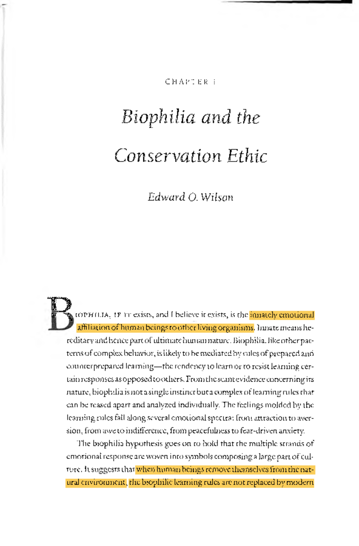 Biophilia and Conservation Ethics - Insights from Wilson's Perspective ...